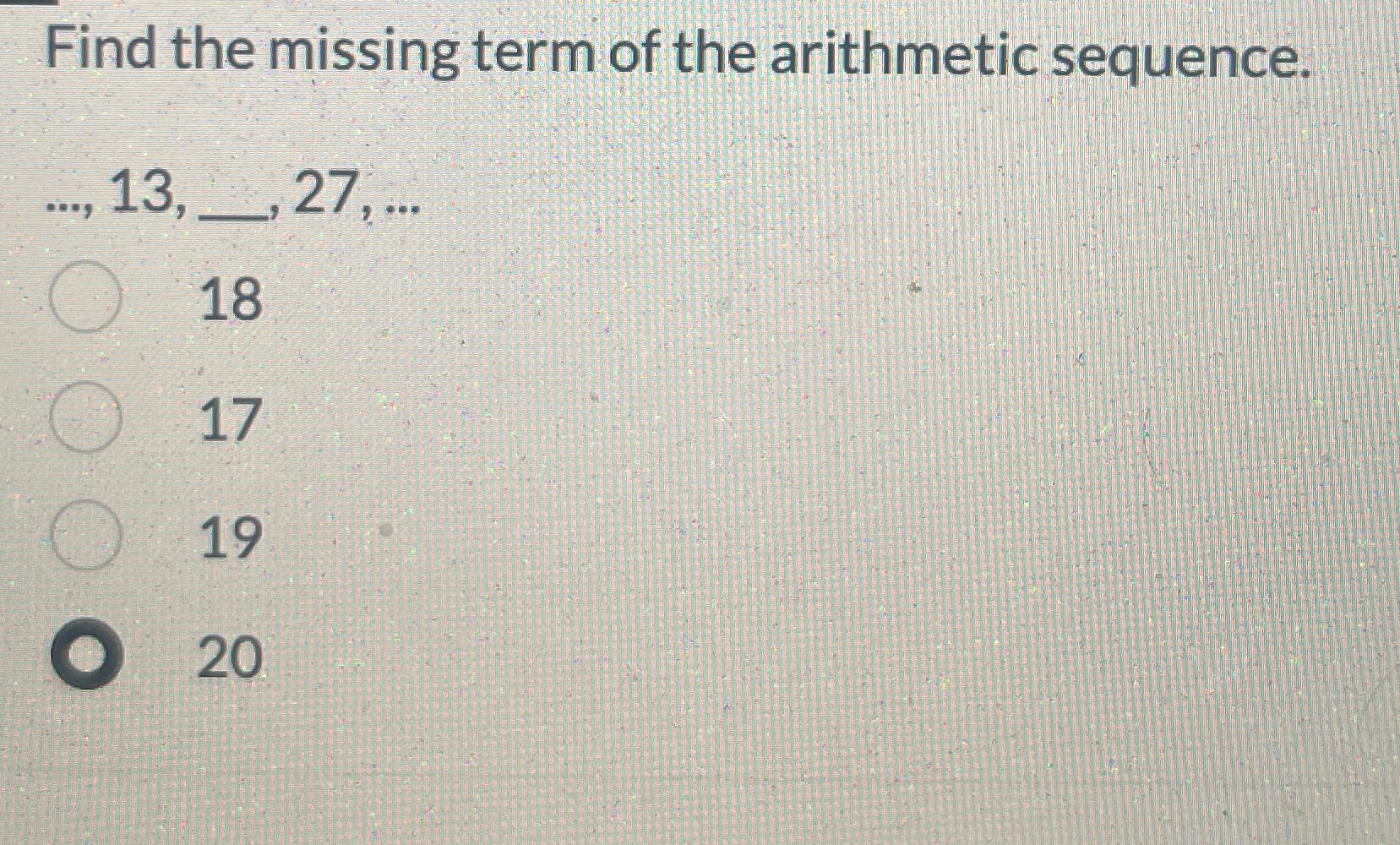 Solved Find the missing term of the arithmetic | Chegg.com