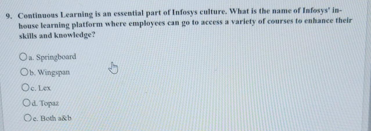 Solved Continuous Learning is an essential part of Infosys | Chegg.com
