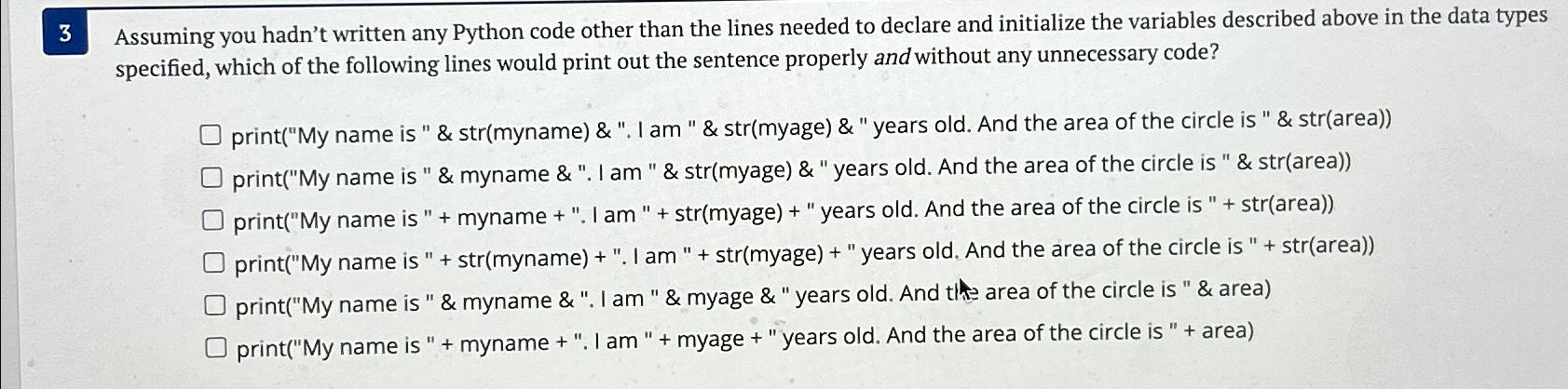 Solved 3 ﻿Assuming you hadn't written any Python code other | Chegg.com