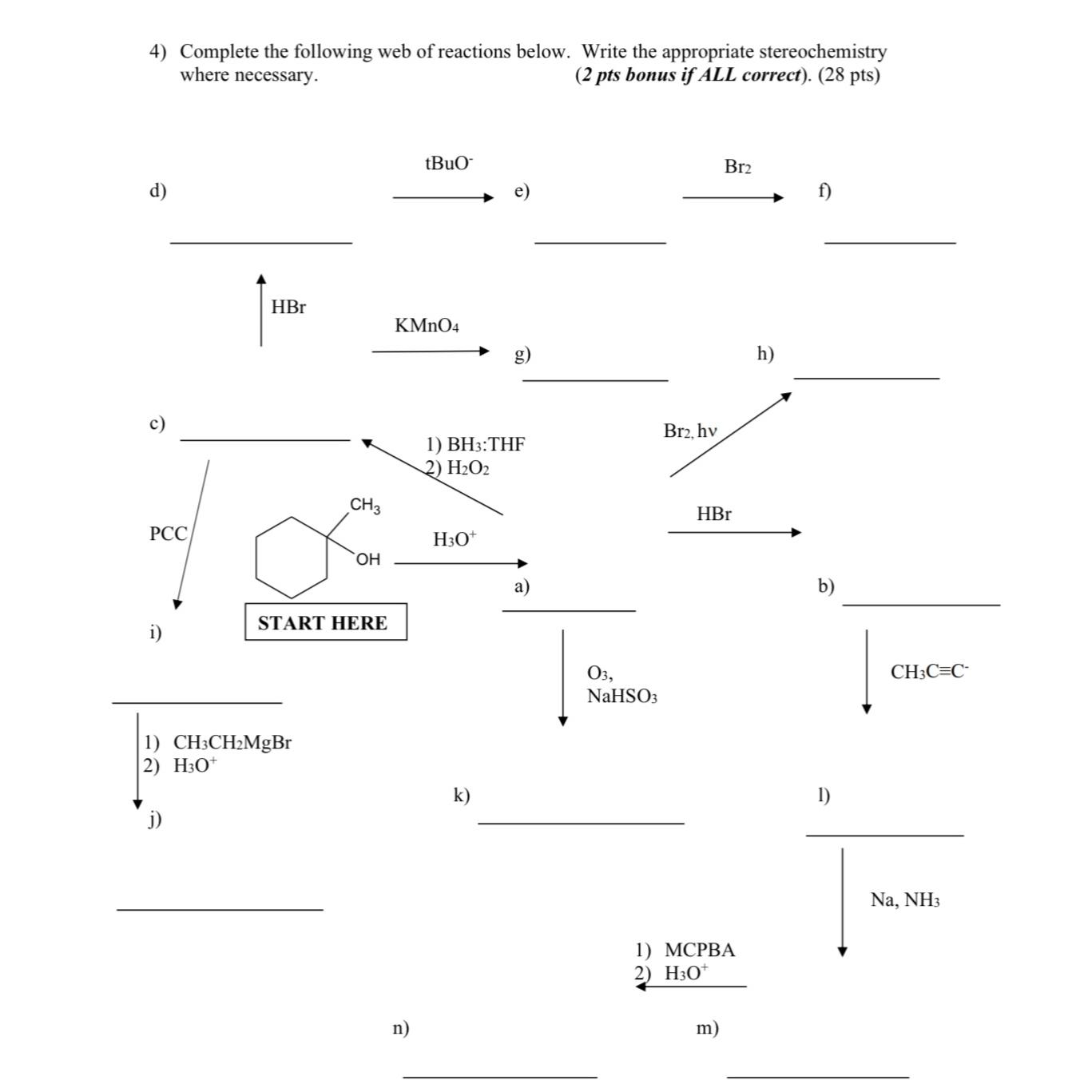 Solved Complete the following web of reactions below. Write | Chegg.com