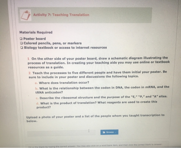 Activity 7: Teaching Translation Materials Required | Chegg.com