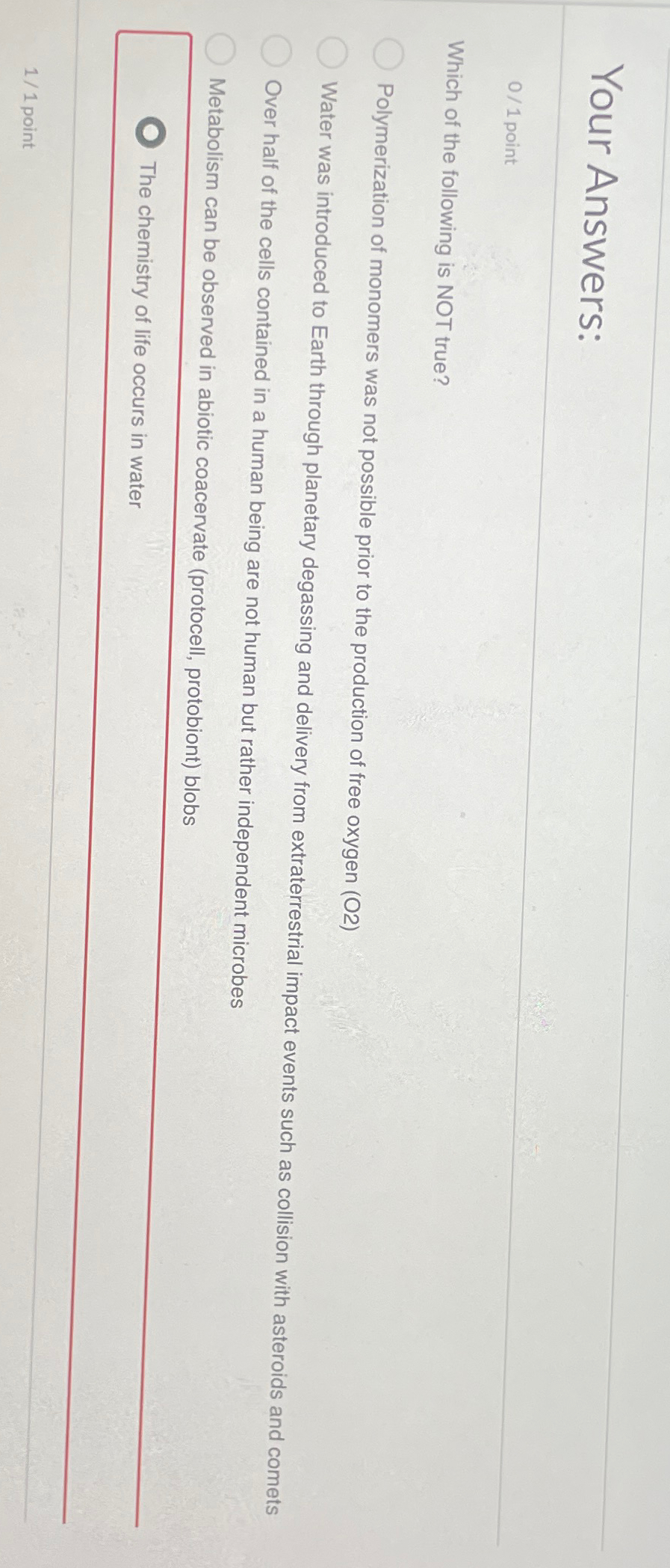 Solved Your Answers:0/1 ﻿pointWhich of the following is NOT | Chegg.com