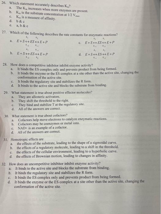 Solved 26. Which statement accurately describes Ka ? a. The | Chegg.com