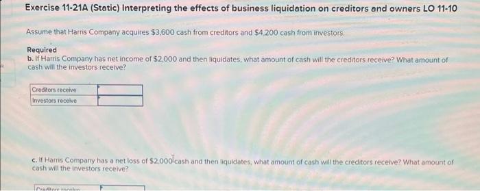 Solved Exercise 11-21A (Static) Interpreting the effects of | Chegg.com