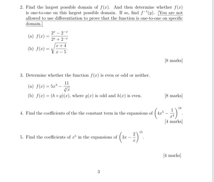 Solved 2. Find the largest possible domain of f(x). And then | Chegg.com