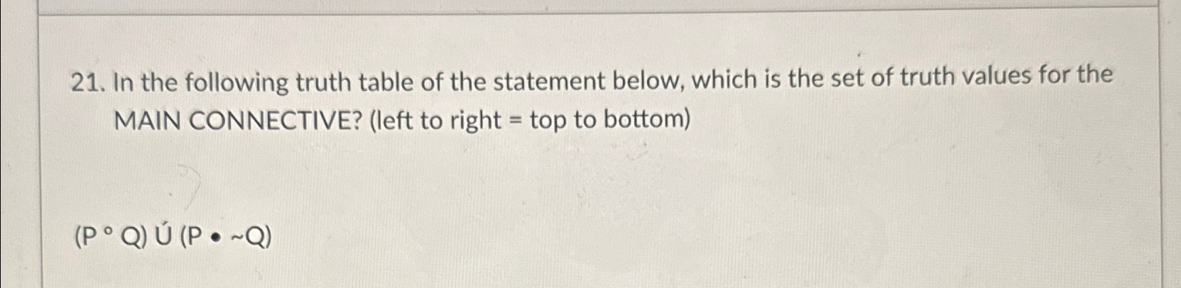 Solved In the following truth table of the statement below, | Chegg.com