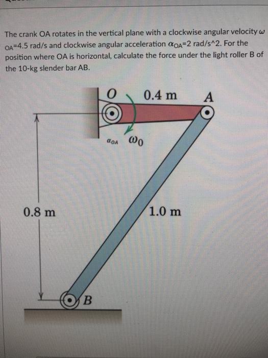 Solved The crank OA rotates in the vertical plane with a | Chegg.com