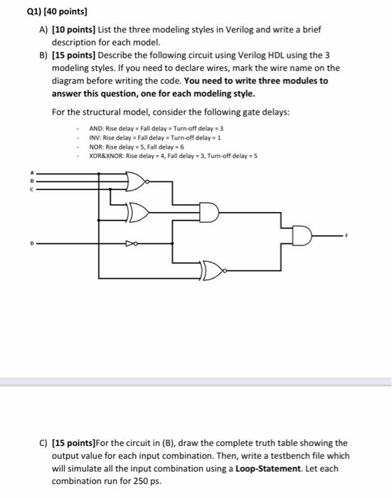 Q1) [40 points] A) [10 points] List the three | Chegg.com