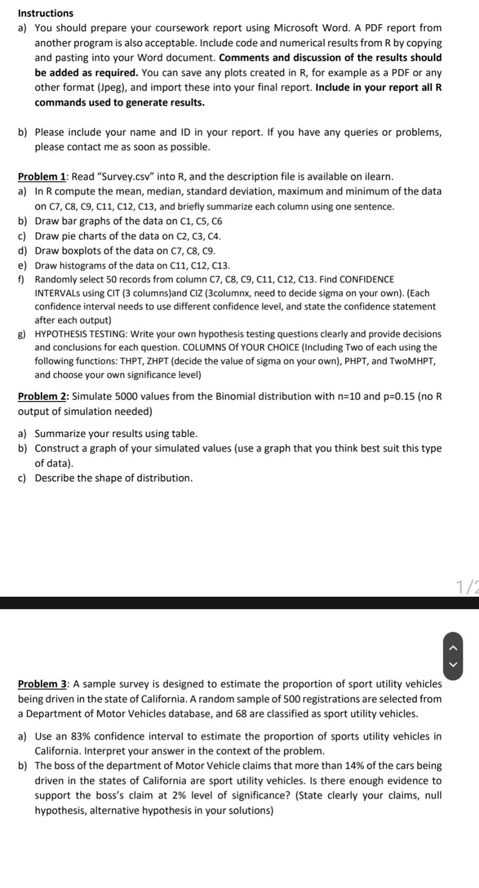 Solved Instructions a) You should prepare your coursework | Chegg.com