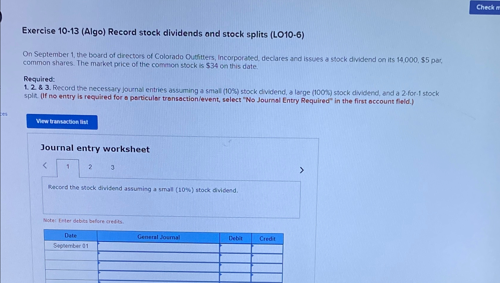 Solved Exercise 10-13 (Algo) ﻿Record stock dividends and | Chegg.com