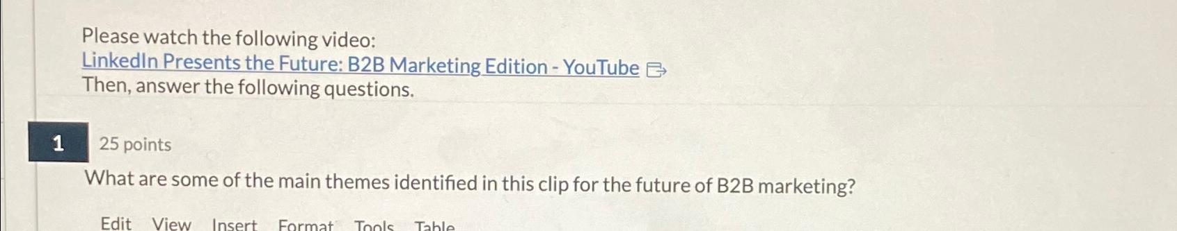Solved Please watch the following video:Linkedln Presents | Chegg.com