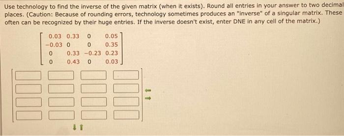 Solved Use technology to find the inverse of the given | Chegg.com