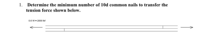 Solved 1. Determine the minimum number of 10d common nails | Chegg.com