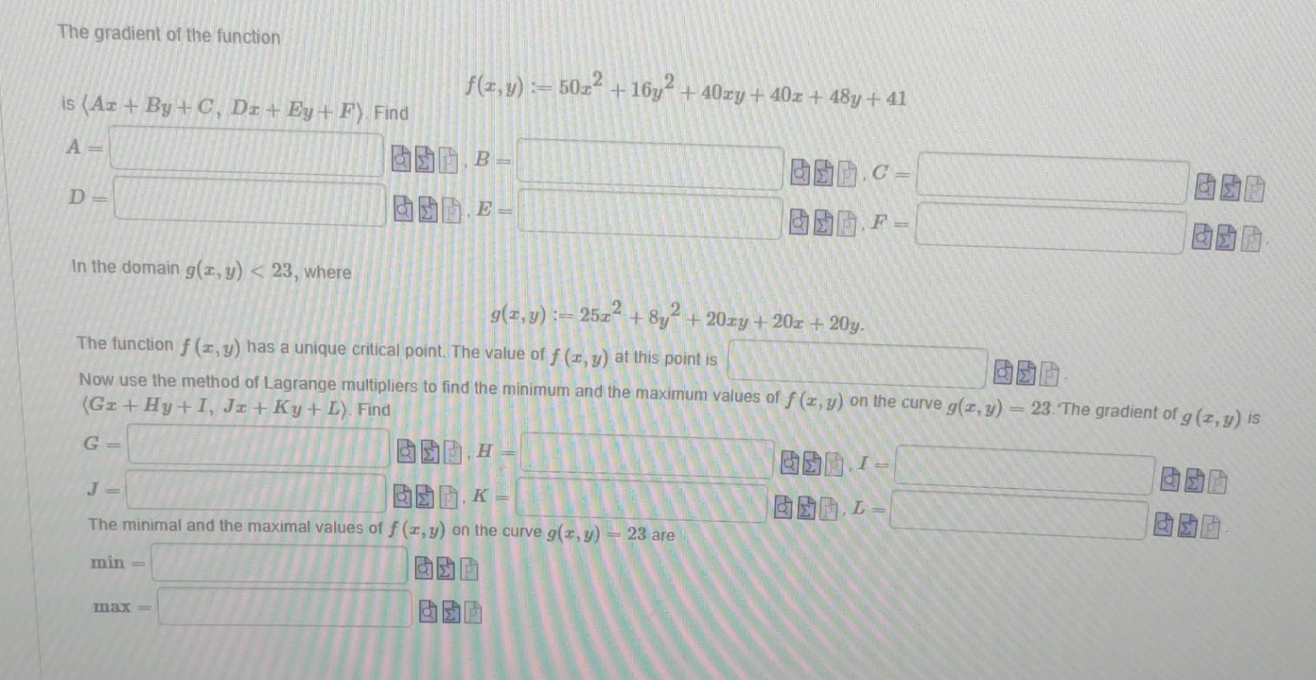 Solved The gradient of the function is Ax+By+C,Dx+Ey+F . | Chegg.com