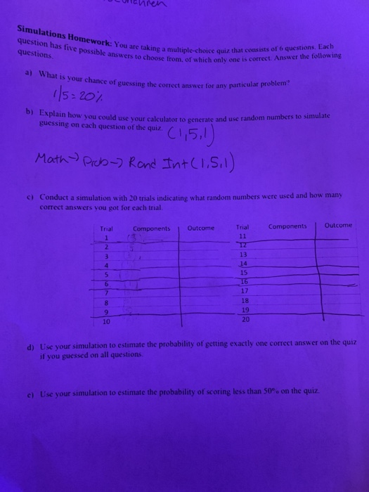 Solved questions Simulations Homework: You are taking a | Chegg.com
