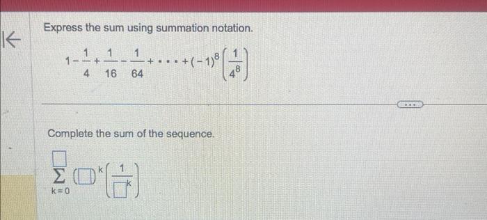 Solved Express the sum using summation notation. | Chegg.com