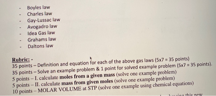 Solved Boyles law Charles law Gay-Lussac law Avogadro law | Chegg.com