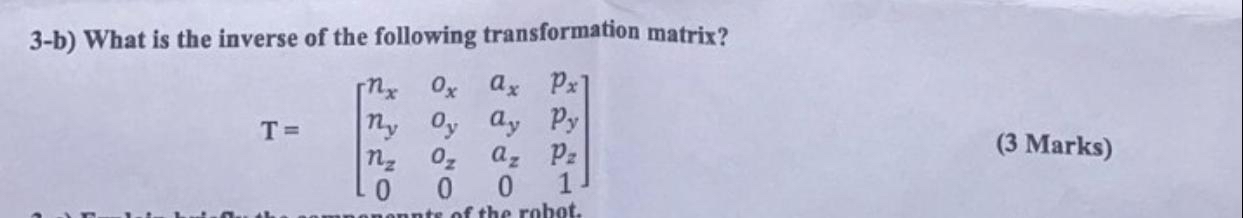 Solved 3-b) ﻿What is the inverse of the following | Chegg.com