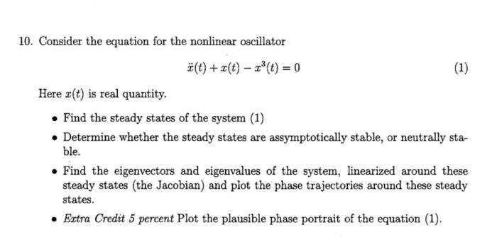 Solved 10. Consider the equation for the nonlinear | Chegg.com