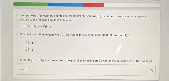 [Solved]: In the synthesis of phosphorus pentoxide, element