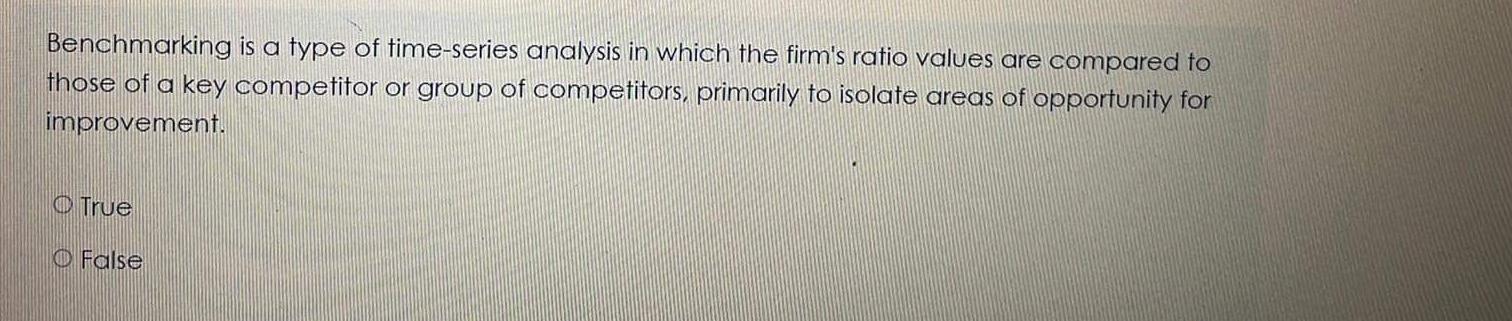 Solved Benchmarking is a type of time-series analysis in | Chegg.com