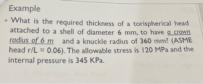 Solved Example - What is the required thickness of a | Chegg.com