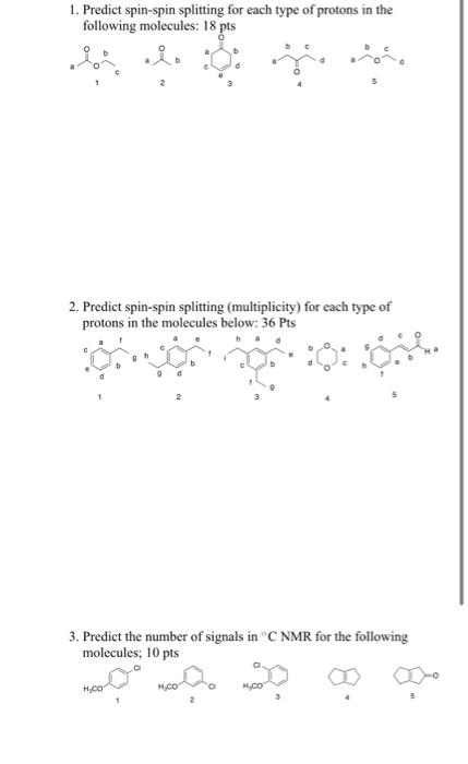 Solved 1. Predict spin-spin splitting for each type of | Chegg.com