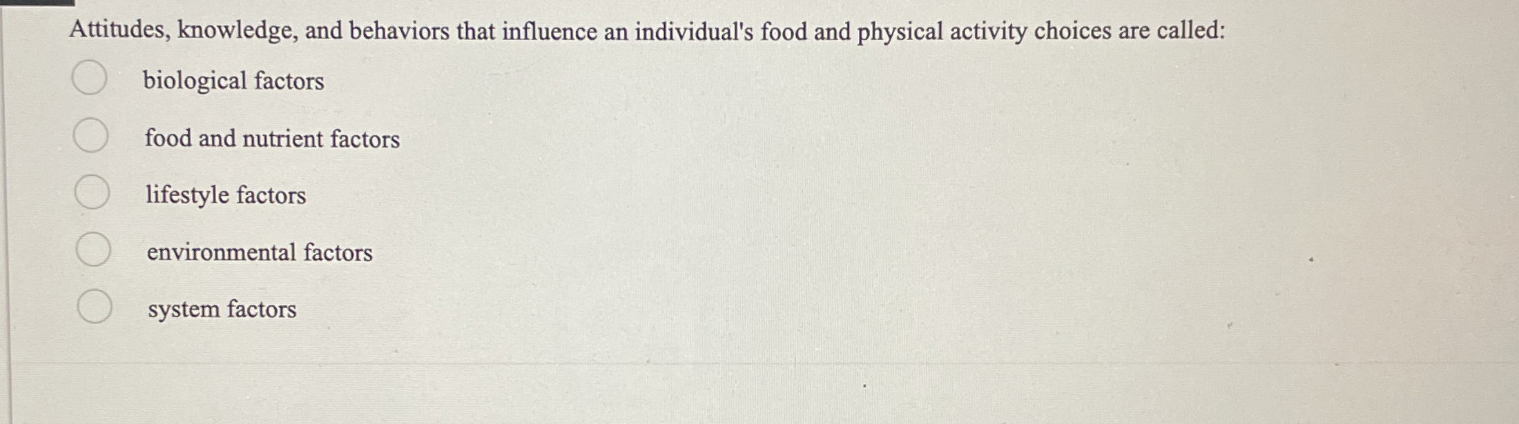 Solved Attitudes, knowledge, and behaviors that influence an | Chegg.com