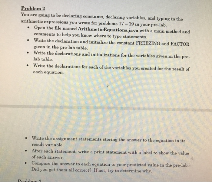 Solved Problem 2 You are going to be declaring constants, | Chegg.com