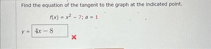 Solved Find the equation of the tangent to the graph at the | Chegg.com