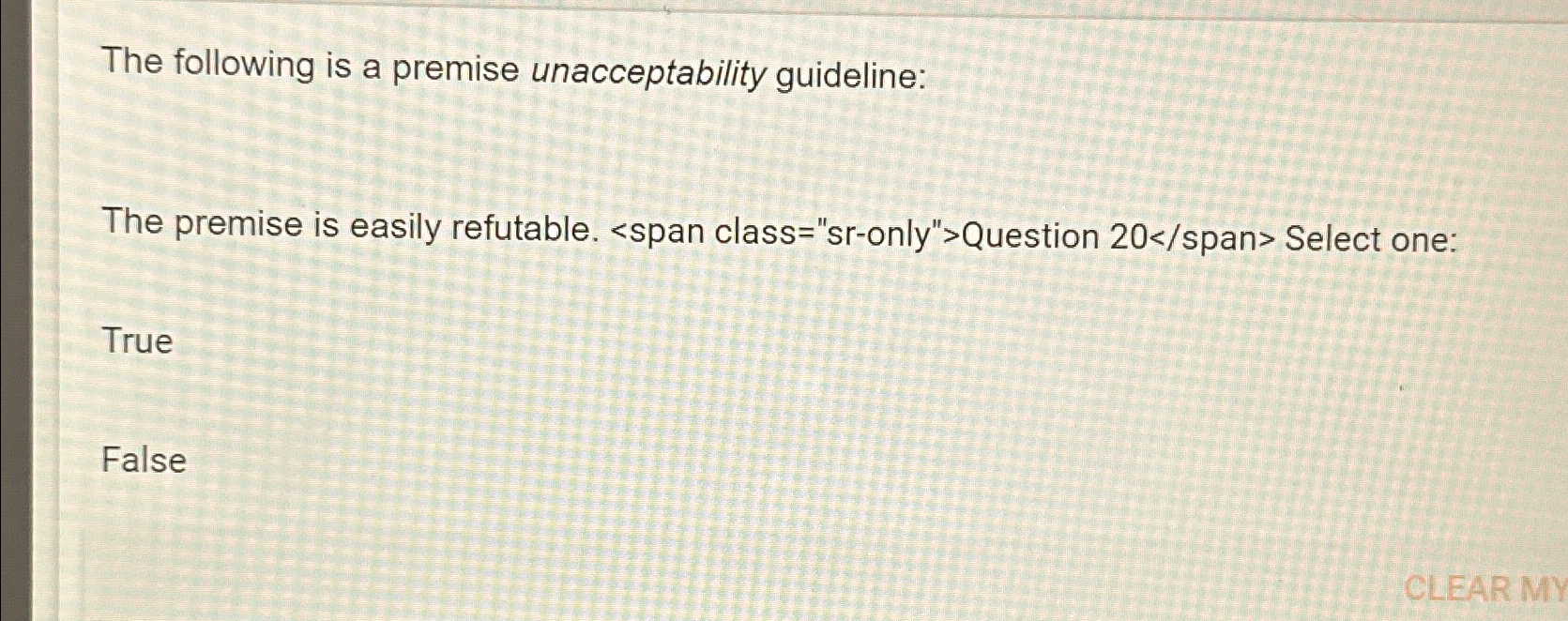 Solved The following is a premise unacceptability | Chegg.com