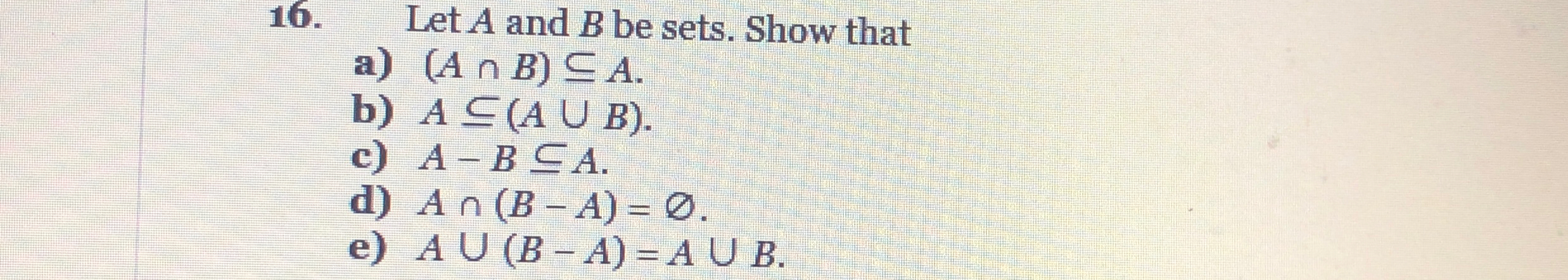 Let A and B ﻿be sets. Show thata) (A∩B)subeA.b) | Chegg.com