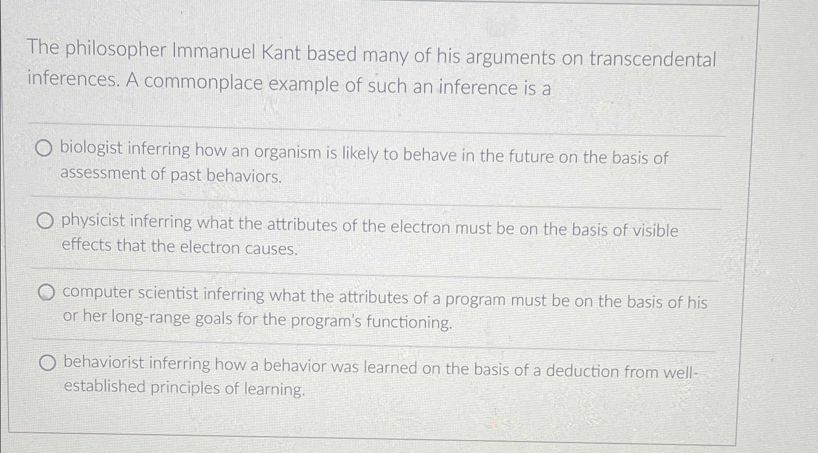 Solved The philosopher Immanuel Kant based many of his | Chegg.com