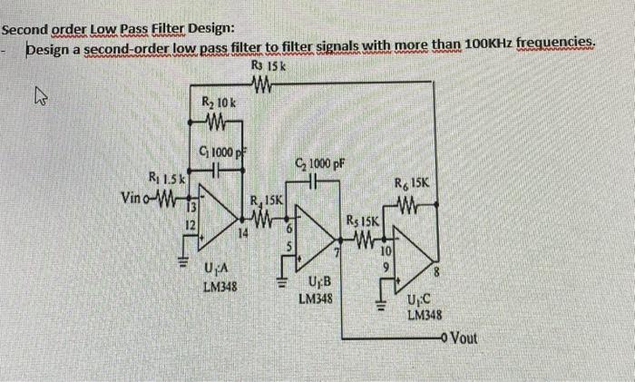 Solved Second order Low Pass Filter Design:Design a | Chegg.com