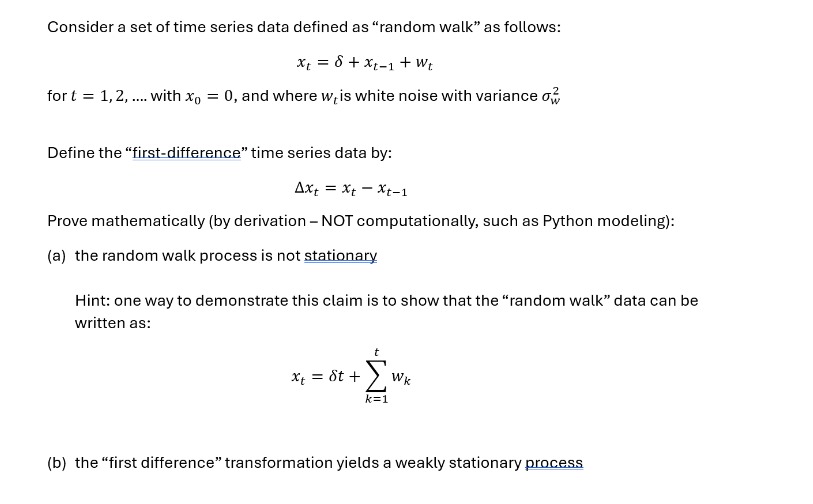 Consider a set of time series data defined as "random | Chegg.com