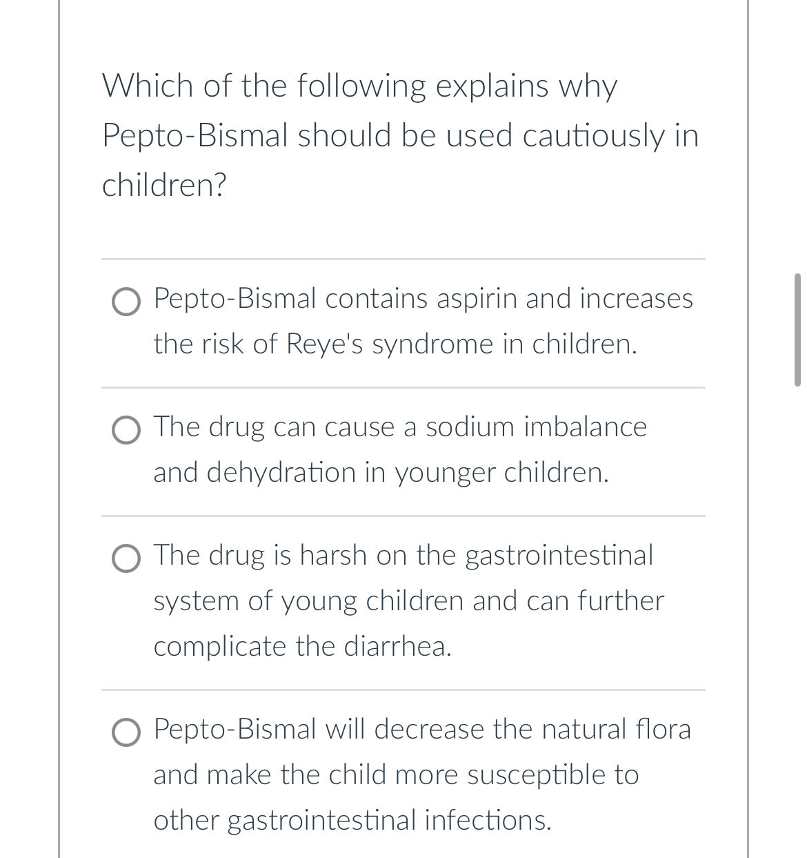 Solved Which of the following explains why Pepto-Bismal | Chegg.com