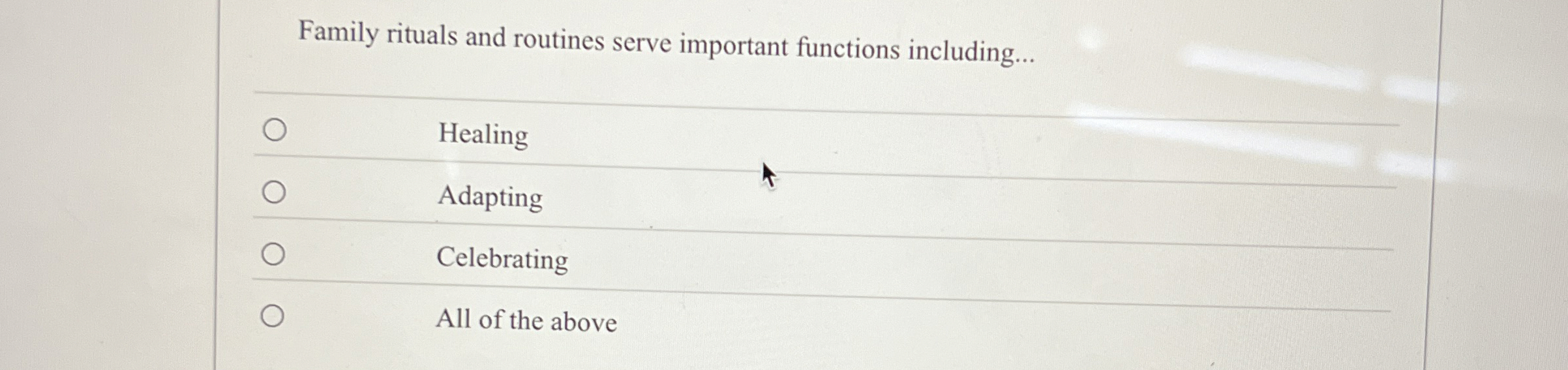 Solved Family rituals and routines serve important functions | Chegg.com