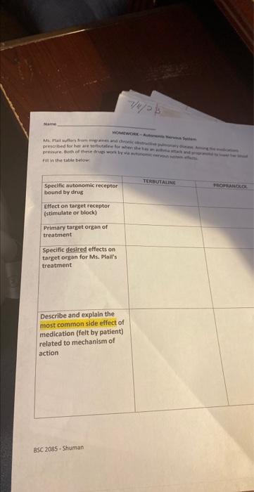 Solved ms plail suffers from migraines and chronic | Chegg.com