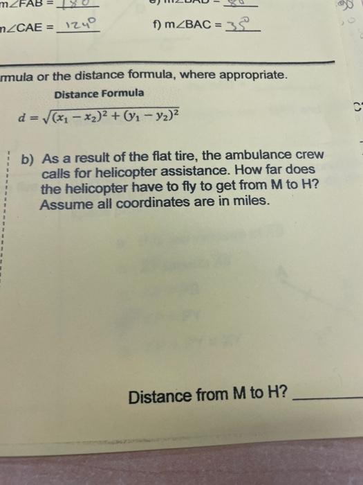 mula or the distance formula, where appropriate. | Chegg.com
