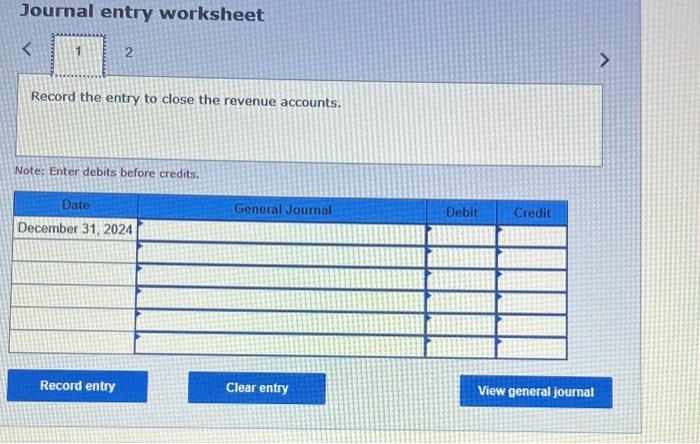 Solved Journal entry worksheet Record the entry to close | Chegg.com