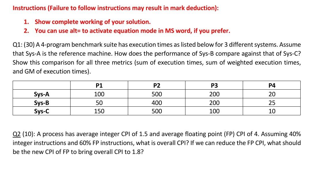 Solved Instructions (Failure to follow instructions may | Chegg.com