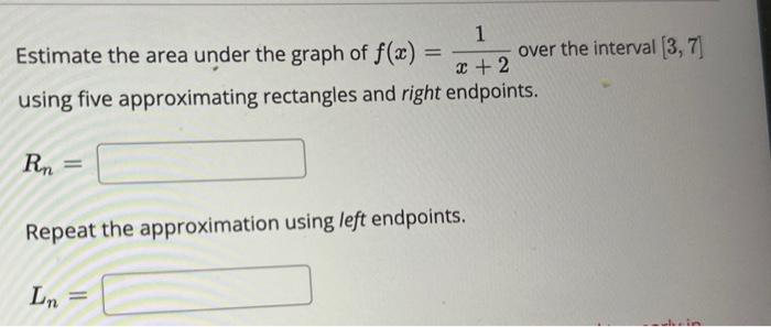 Solved Estimate the area under the graph of f(x)=x+21 over | Chegg.com