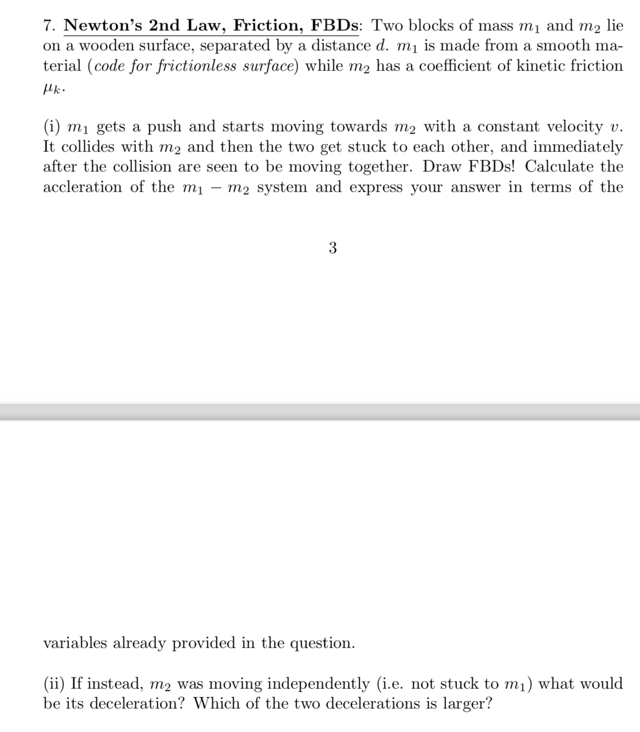 Solved Newton's 2nd Law, Friction, FBDs: Two blocks of mass | Chegg.com