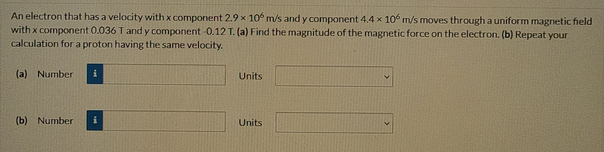 Solved An electron that has a velocity with x ﻿component | Chegg.com