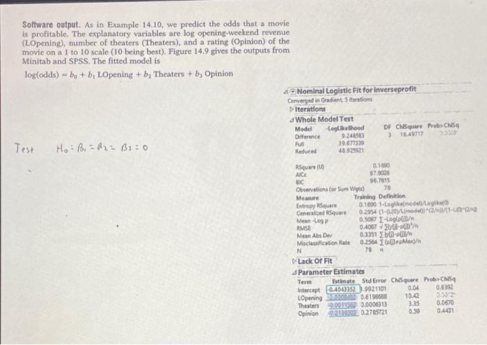 Solved Software output. As in Example 14.10, we predict the | Chegg.com