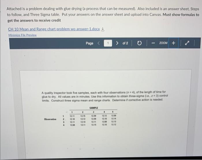 Solved Chapter 10 Glue Drying Problem - Answer Sheet X | Chegg.com