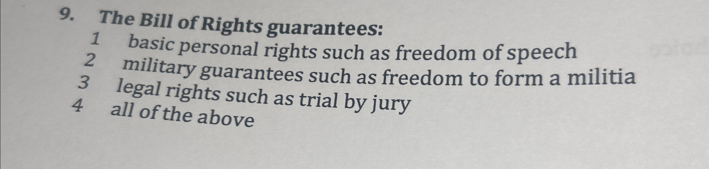 Solved The Bill of Rights guarantees:1 ﻿basic personal | Chegg.com
