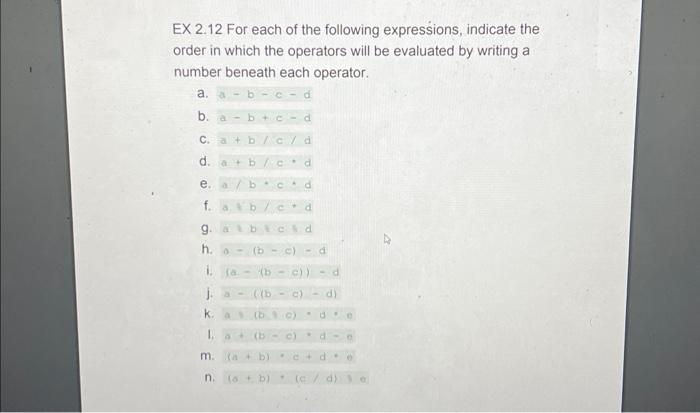 Solved EX 2.12 For each of the following expressions, | Chegg.com