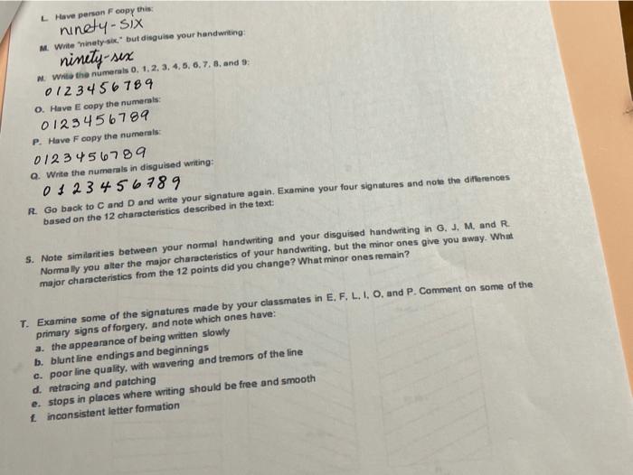 Solved Simulated Forgery A write your name signature Write | Chegg.com