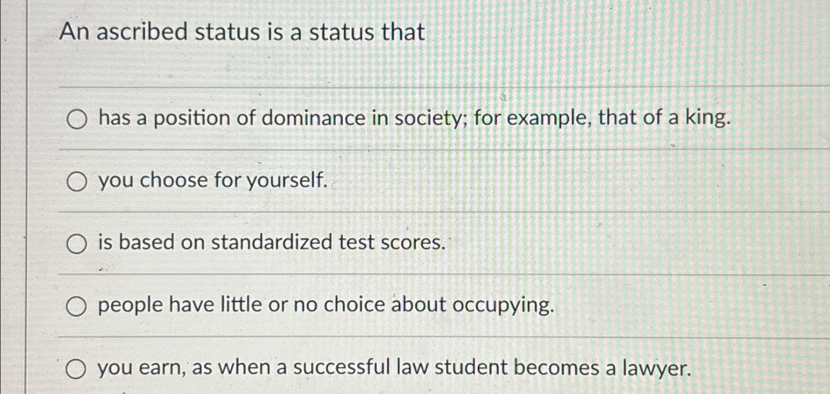 Solved An ascribed status is a status thatq,has a position | Chegg.com